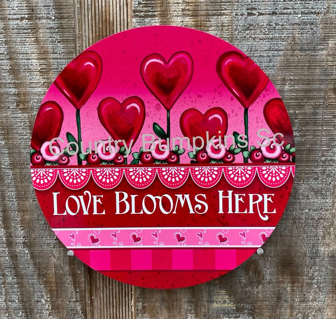Love Blooms Here Sign Farmhouse Decor Wreath Sign Wreath Attachment ...