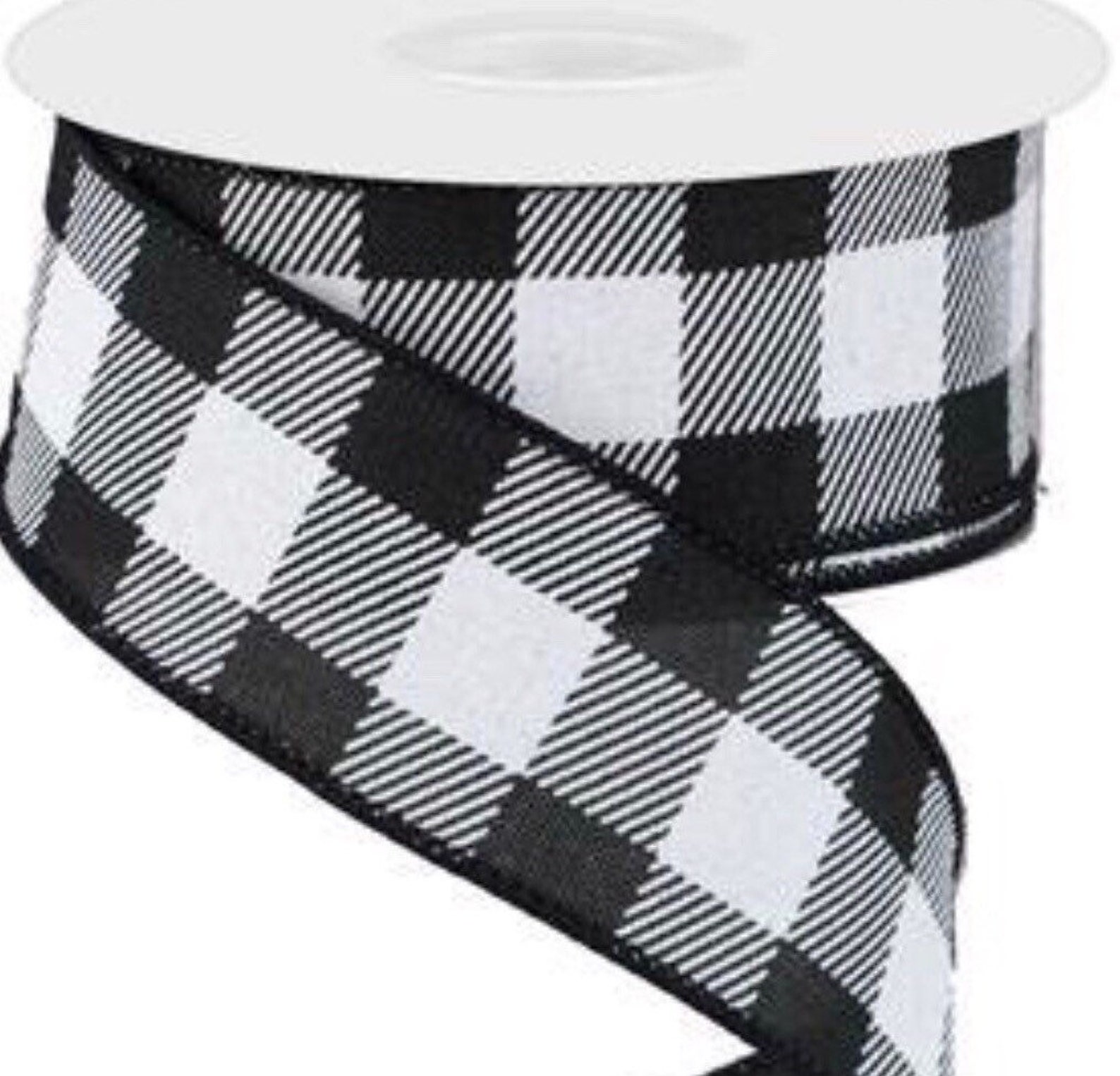 Black and White Buffalo Plaid Ribbon Buffalo Plaid Ribbon | Etsy