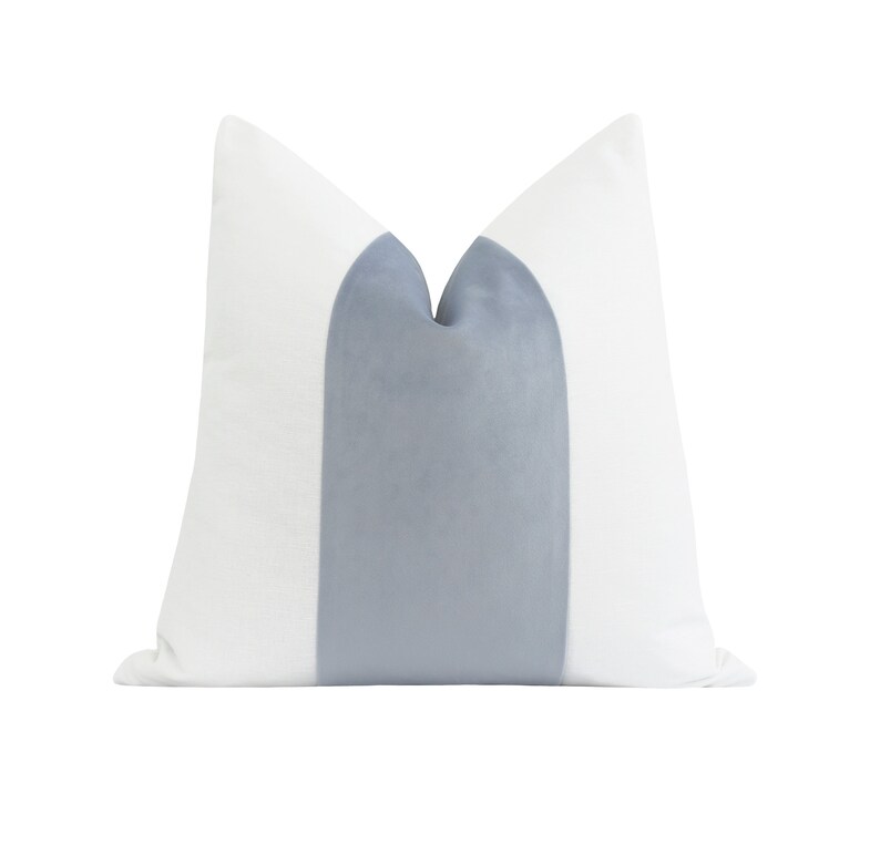 Zen Blue Velvet Panel Pillow Cover Colorblock Pillow Case - Etsy