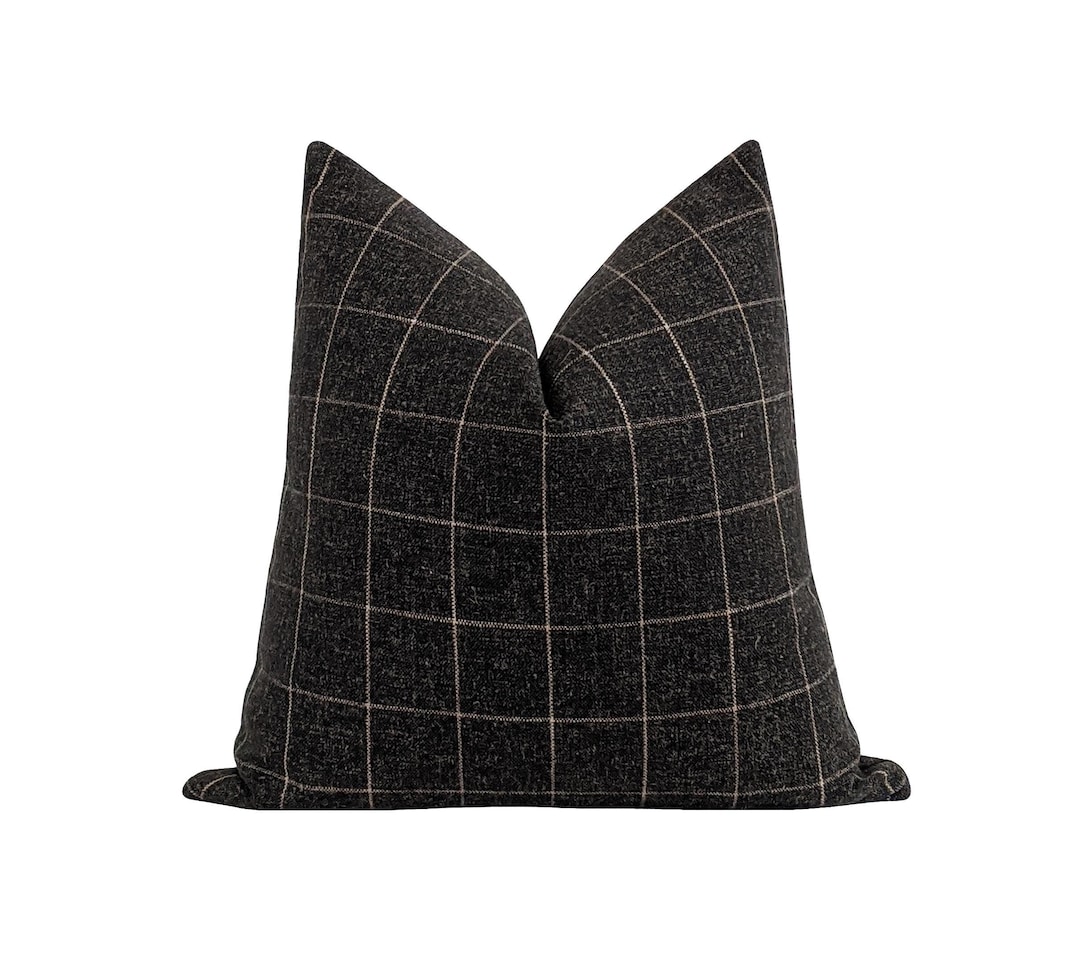 Modern Rustic Pillow Cover in Charcoal • Handmade Plaid Pillow ...