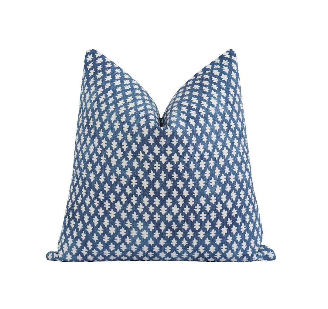 Blue & White Block Print Pillow Cover • Bold Modern Accent Pillow Cover ...