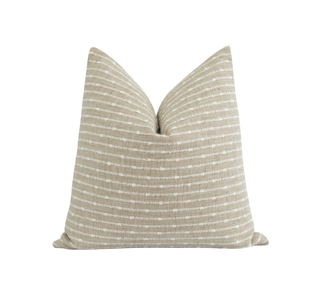 Sand and Ivory Woven Stripe, Neutral Accent Pillow Cover, Textured ...