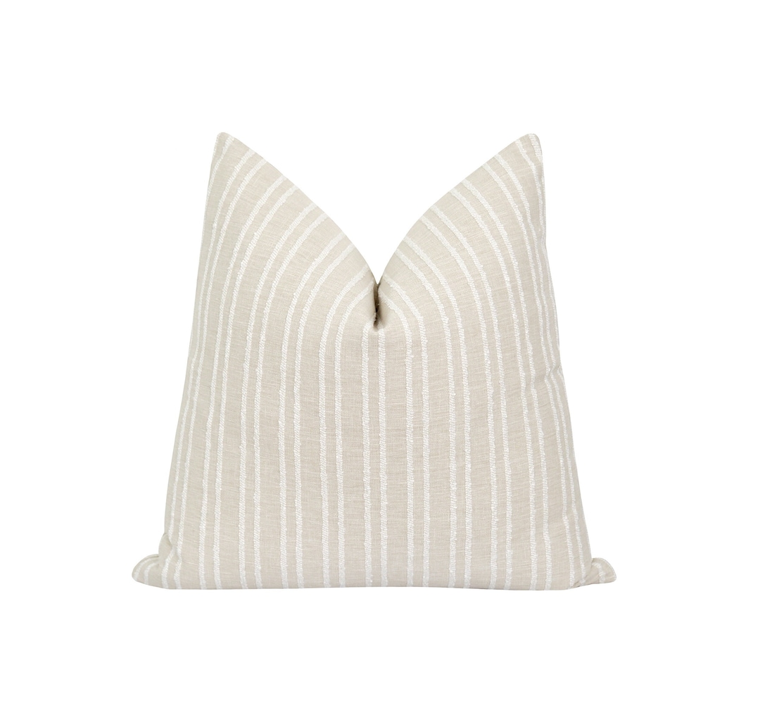 Ivory and Natural Stripe Pillow Cover, Double Sided Neutral Pillow ...