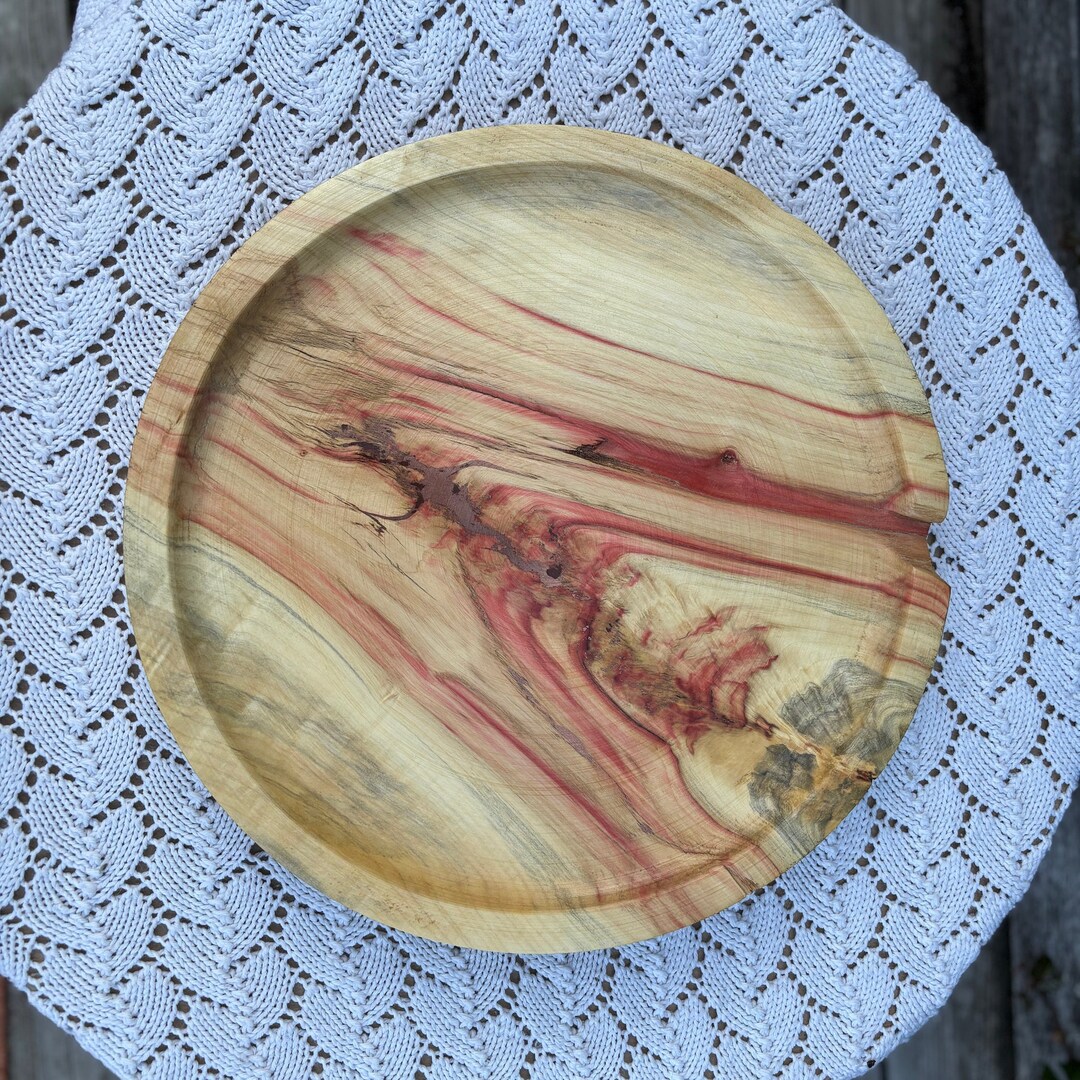Large Wood Platter - Flamed Box Elder With Copper Inlay - Locally ...