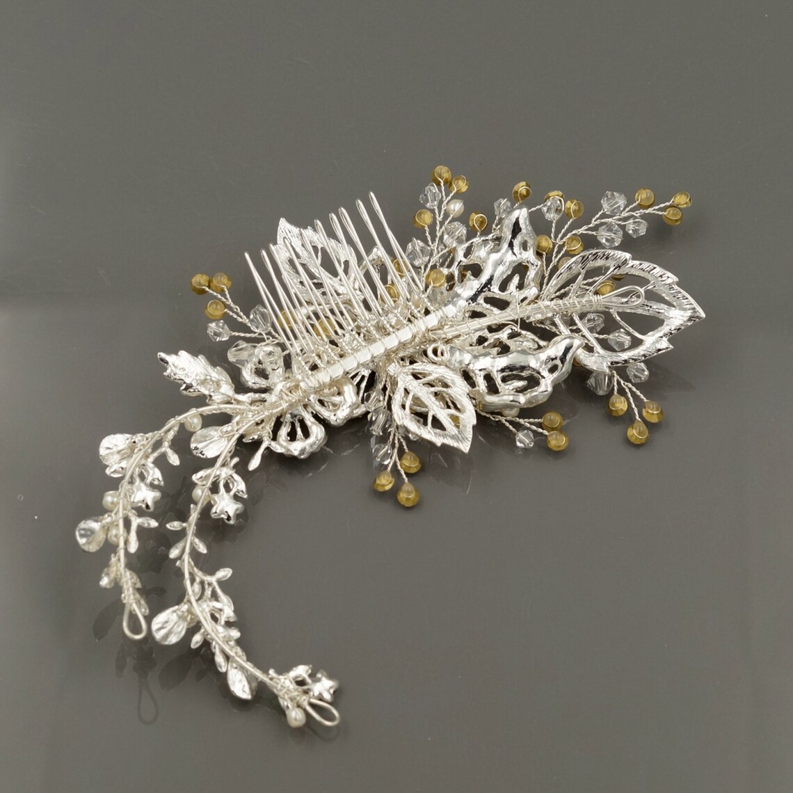 Silver Hair Comb Floral Wedding Hair Comb Crystal Bridal | Etsy