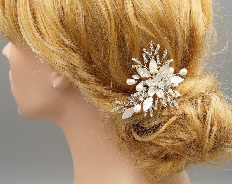 Bridal Hair Pin Silver Floral Wedding Hair Pins Freshwater - Etsy