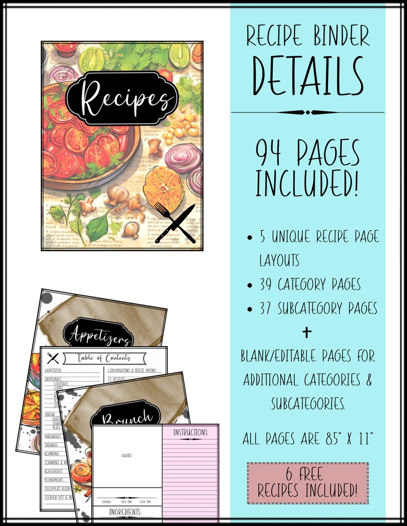 Recipe Book Template (watercolor Style) Printable - Etsy