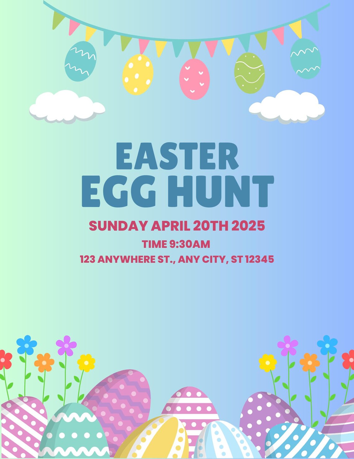 Editable Easter Flyer, Easter Egg Hunt Flyer, Kids Easter Egg Hunt - Etsy