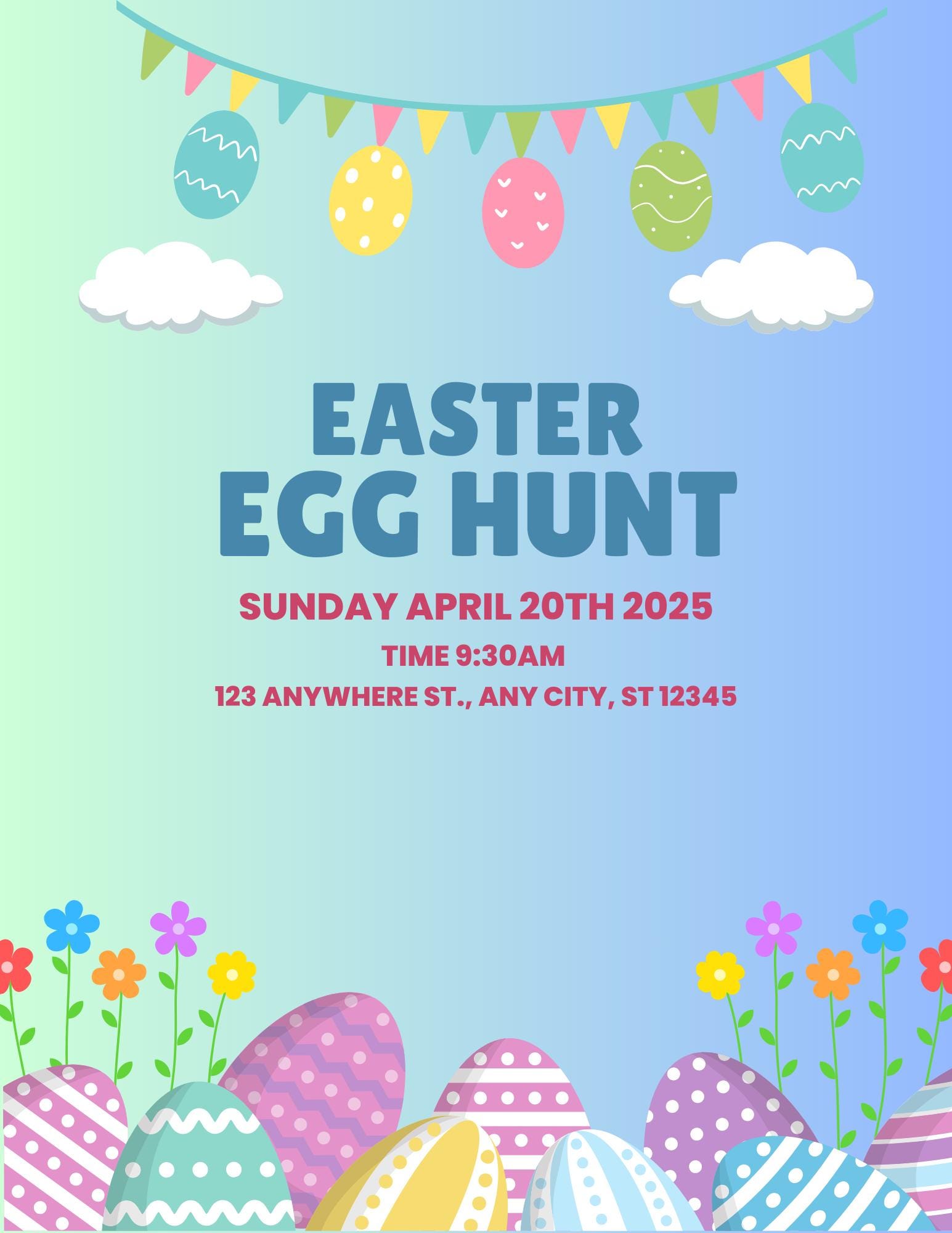 Editable Easter Flyer, Easter Egg Hunt Flyer, Kids Easter Egg Hunt - Etsy