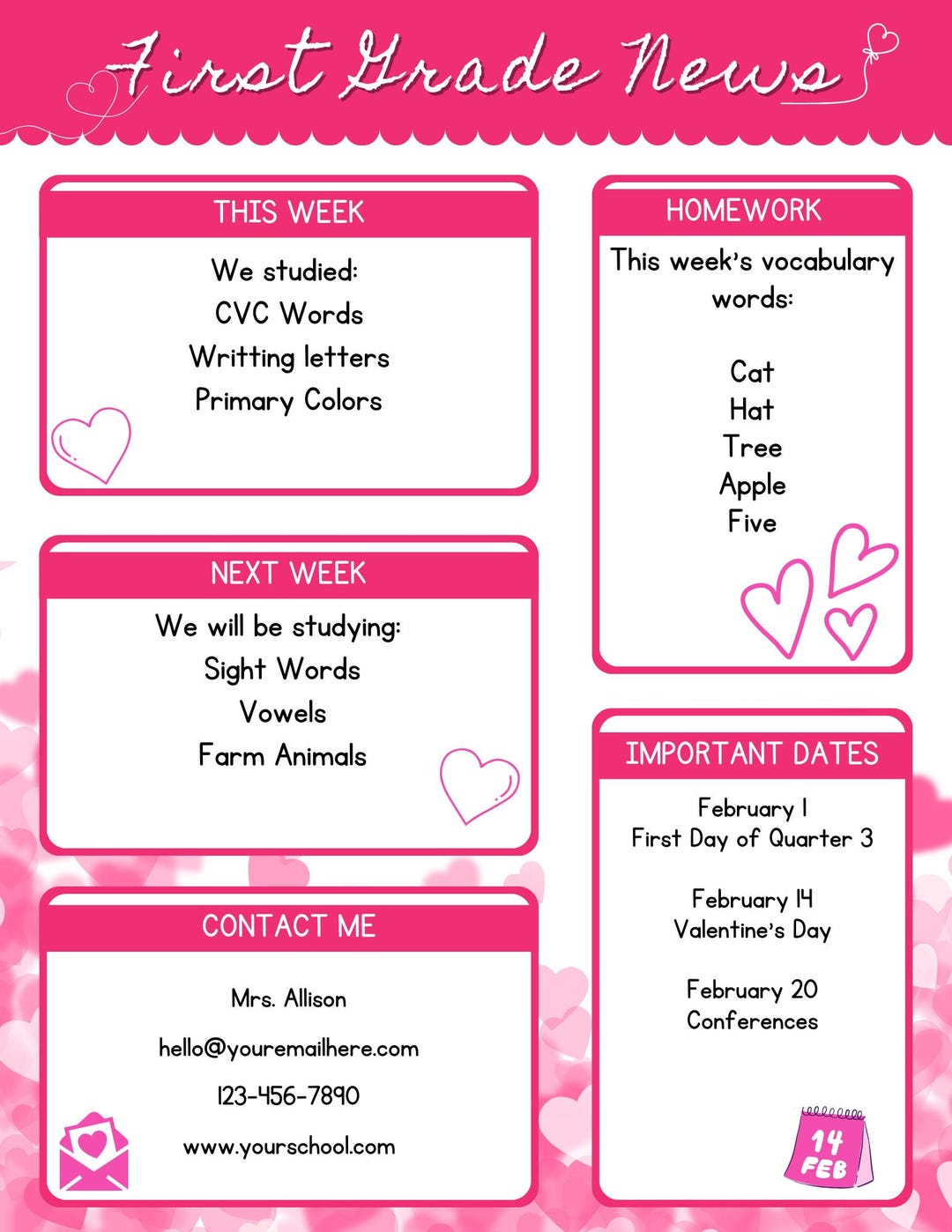 Editable Elementary School Newsletter - Etsy
