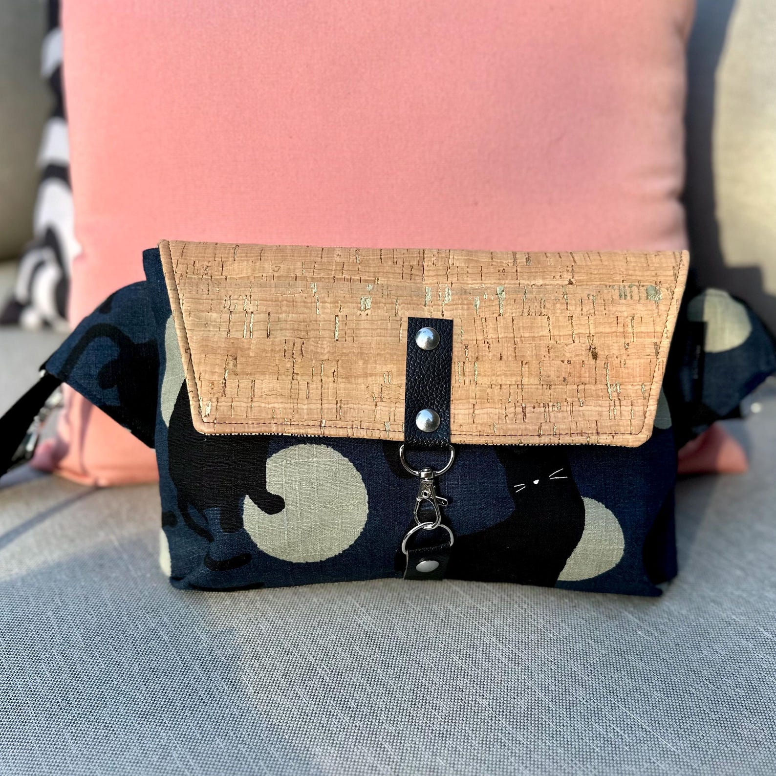 Haralson Belt Bag - Luxe Imported Canvas / Natural Gold Flecked Cork - Etsy