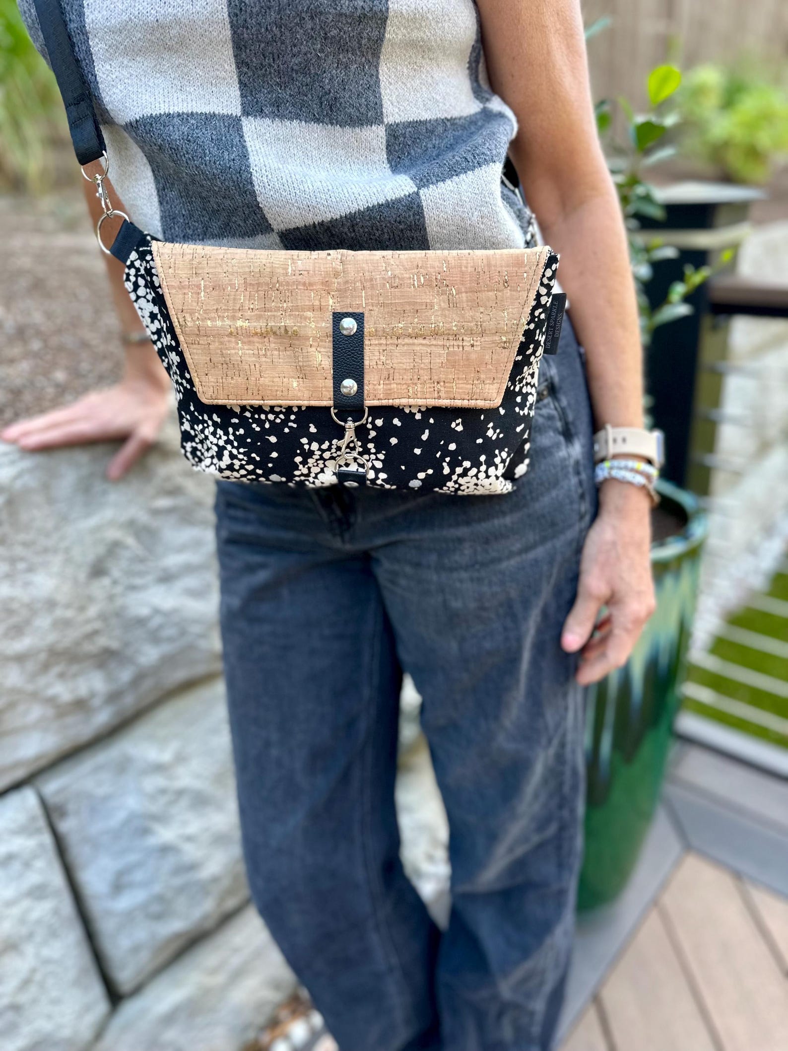 Haralson Belt Bag - Luxe Imported Canvas / Natural Gold Flecked Cork - Etsy