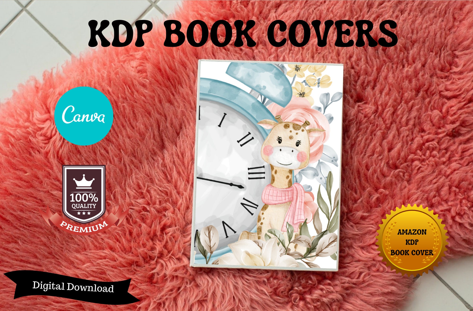 KDP Book Cover Template, 8.5 X 11, Flower Time Clock Cover Design ...
