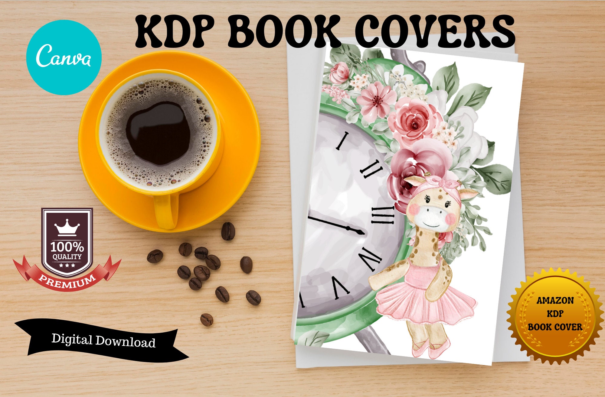 KDP Book Cover Template, 8.5 X 11, Flower Time Clock Cover Design ...
