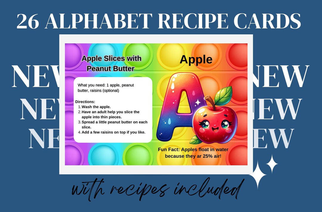 26 Alphabet Themed Dessert Recipe Cards Digital Download With Recipes ...