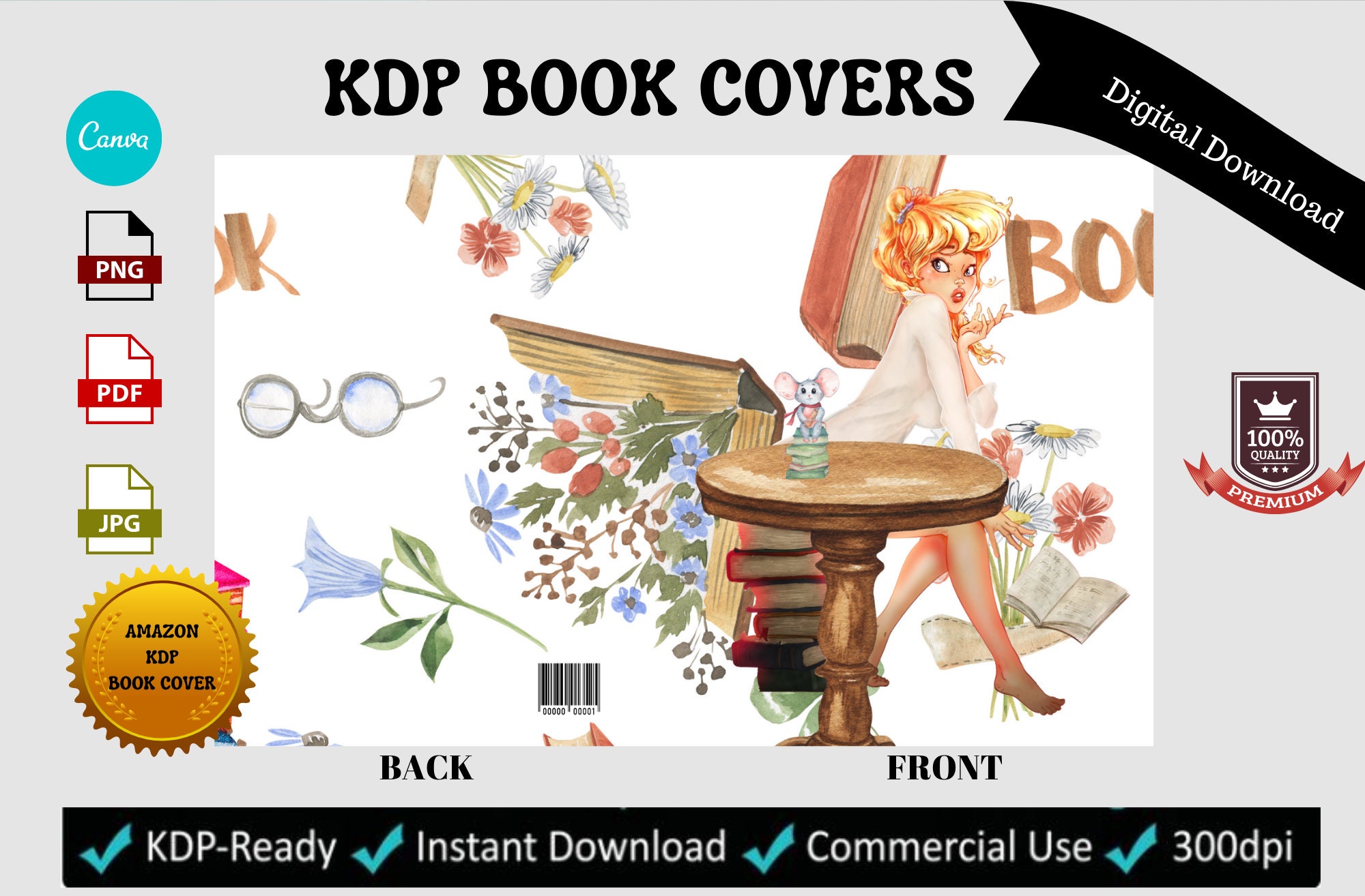 KDP Book Cover Template, 6x 9 Book Size Cover for Low Content KDP ...