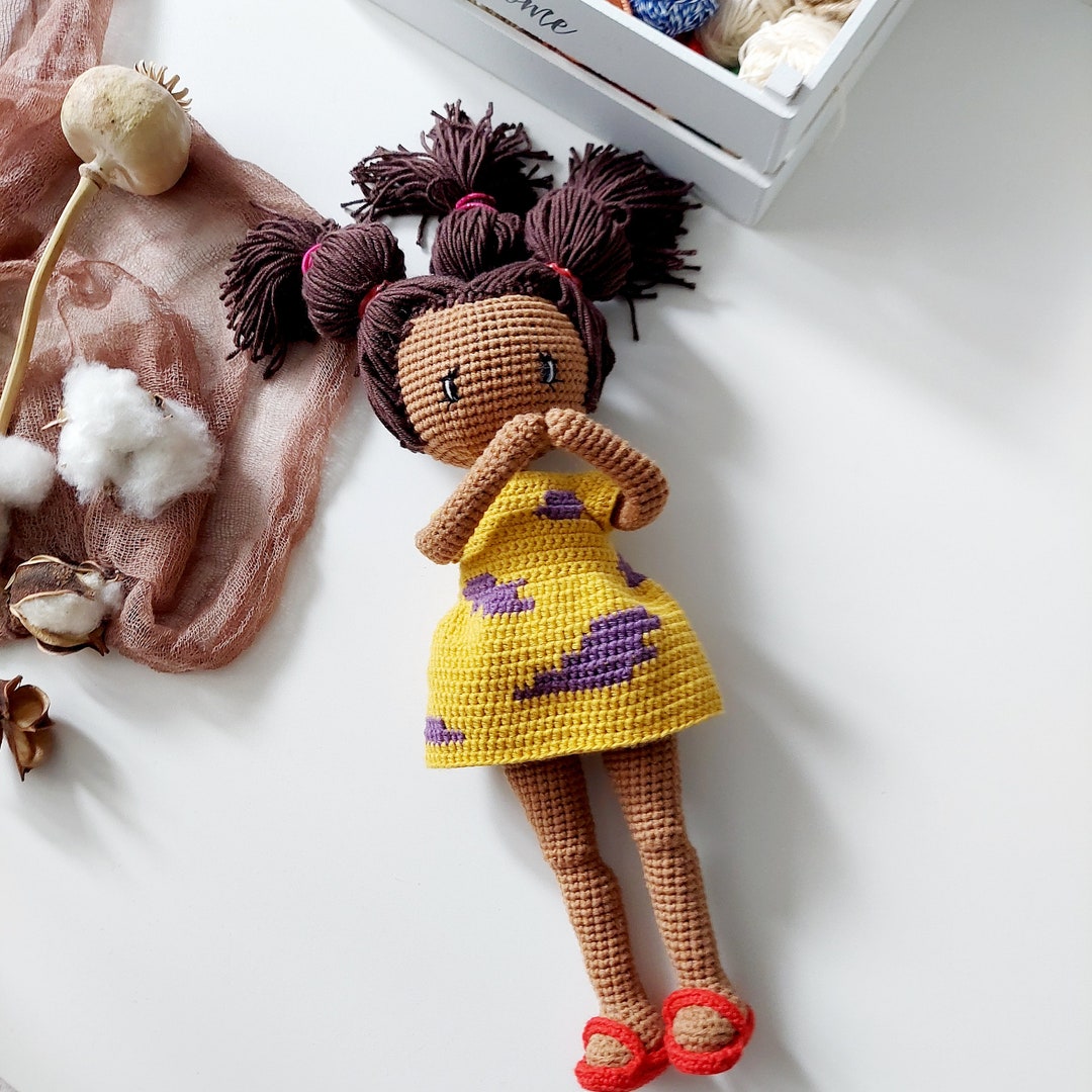 African American Crochet Doll Pattern, Dark Skin Susie Black Doll ...