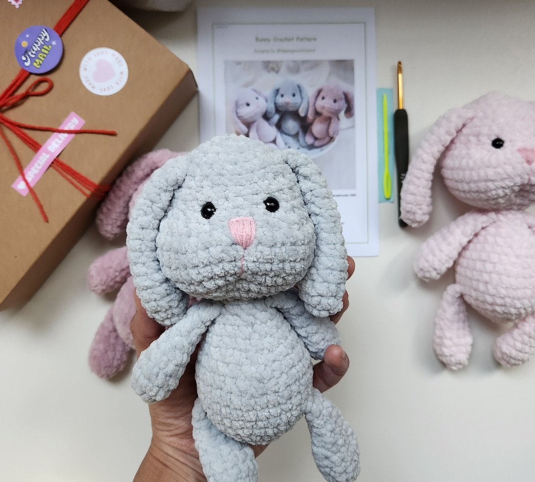 Bunny No Sew Crochet Kit, Plush Crochet Kits for With Yarn, Easy Level ...