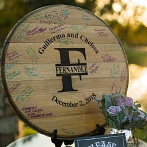 Whiskey Barrel Guest Book Bride and Groom Gift Bourbon - Etsy