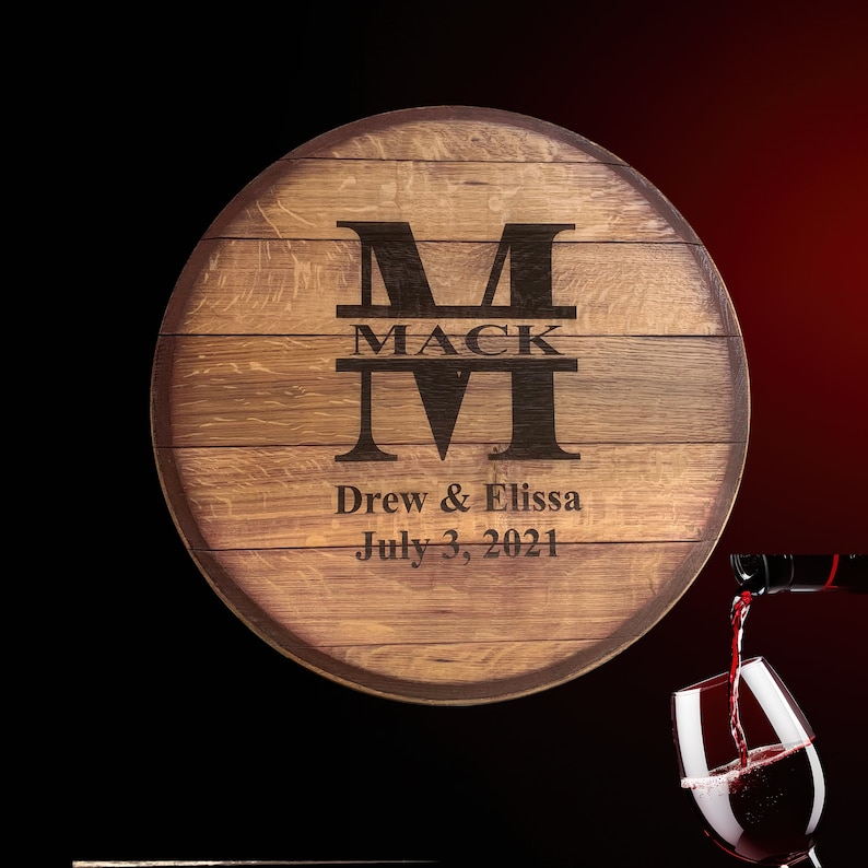 Wine Barrel Head With Split Letter Monogram Design for Wedding - Etsy
