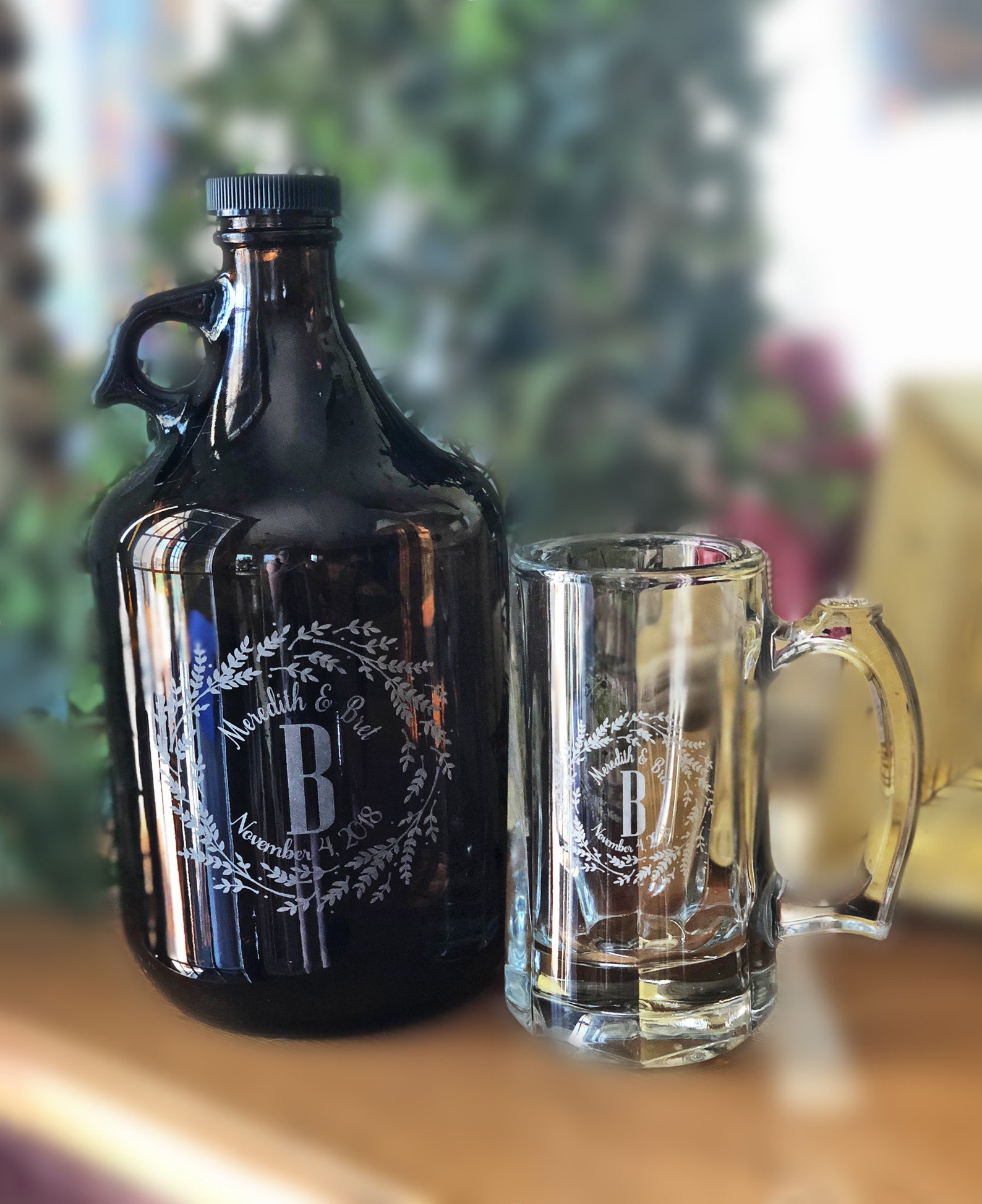 Custom Growler Groom Gift From Bride Engraved Amber Glass 64 | Etsy