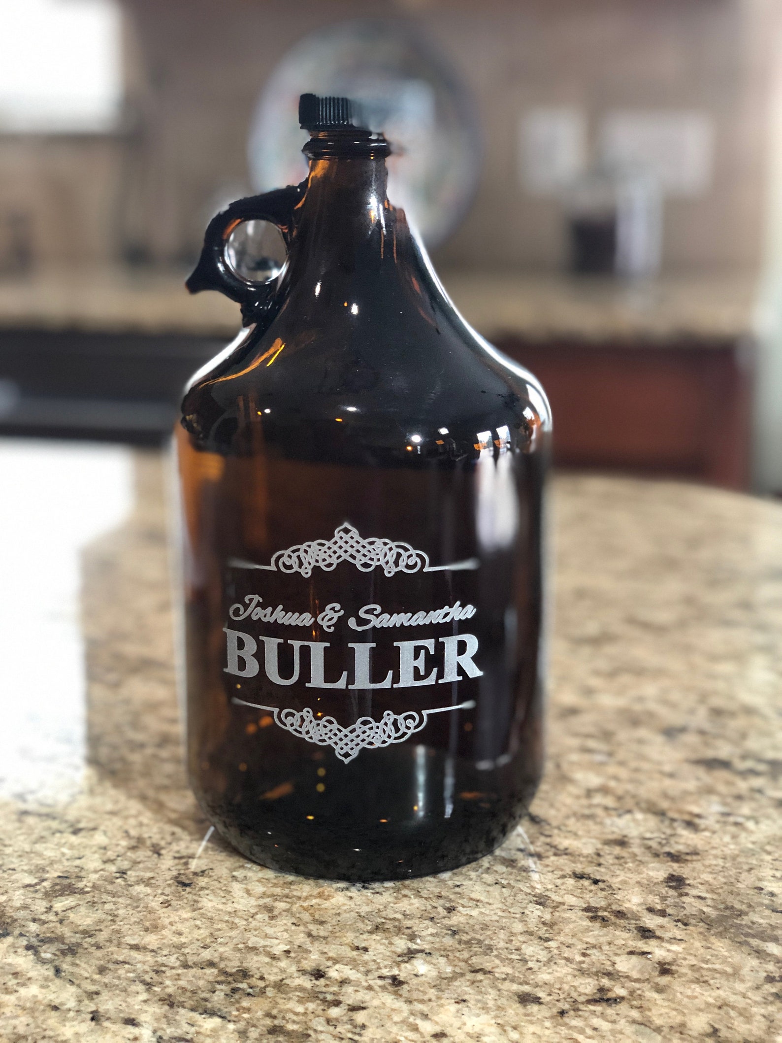 Custom Growler Groom Gift From Bride Engraved Amber Glass 64 Oz ...