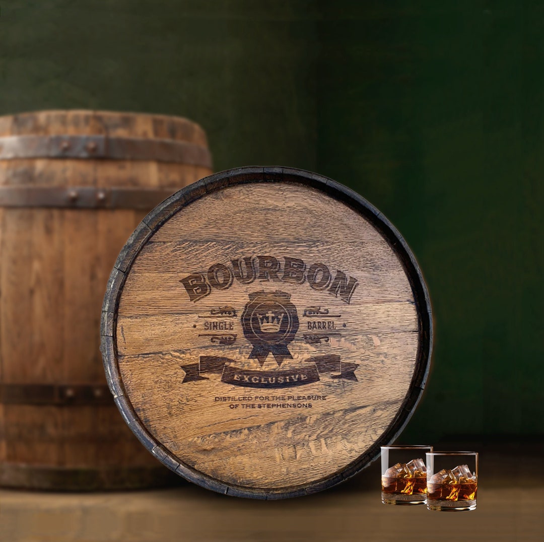 Authentic Whiskey Barrel Head With Hoop and Stave - Bourbon Single ...
