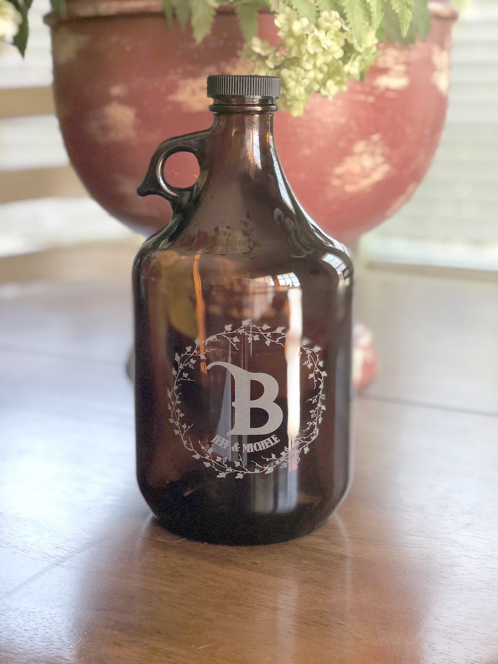 Custom Growler Groom Gift From Bride Engraved Amber Glass 64 Oz ...