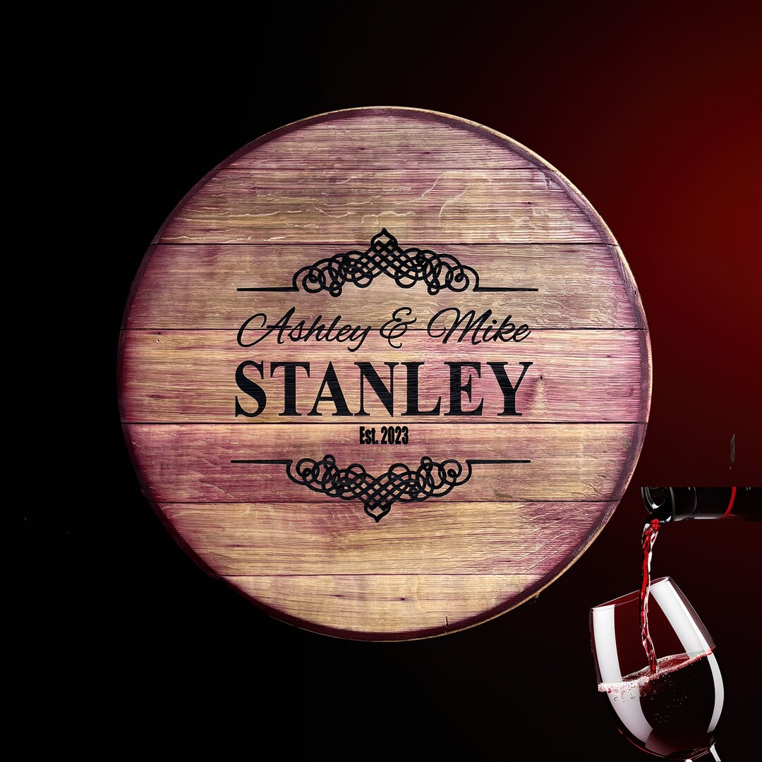 Custom Wine Barrel Head Laser Engraved for Wedding Decor With Couples ...