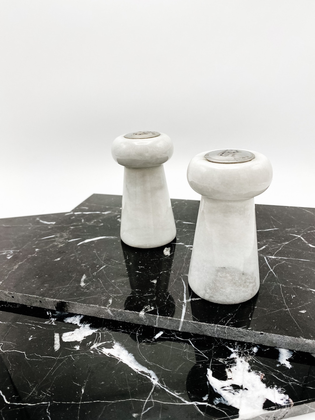 Vintage Marble Salt and Pepper Shakers , Stone Shaker , Vintage Marble ...