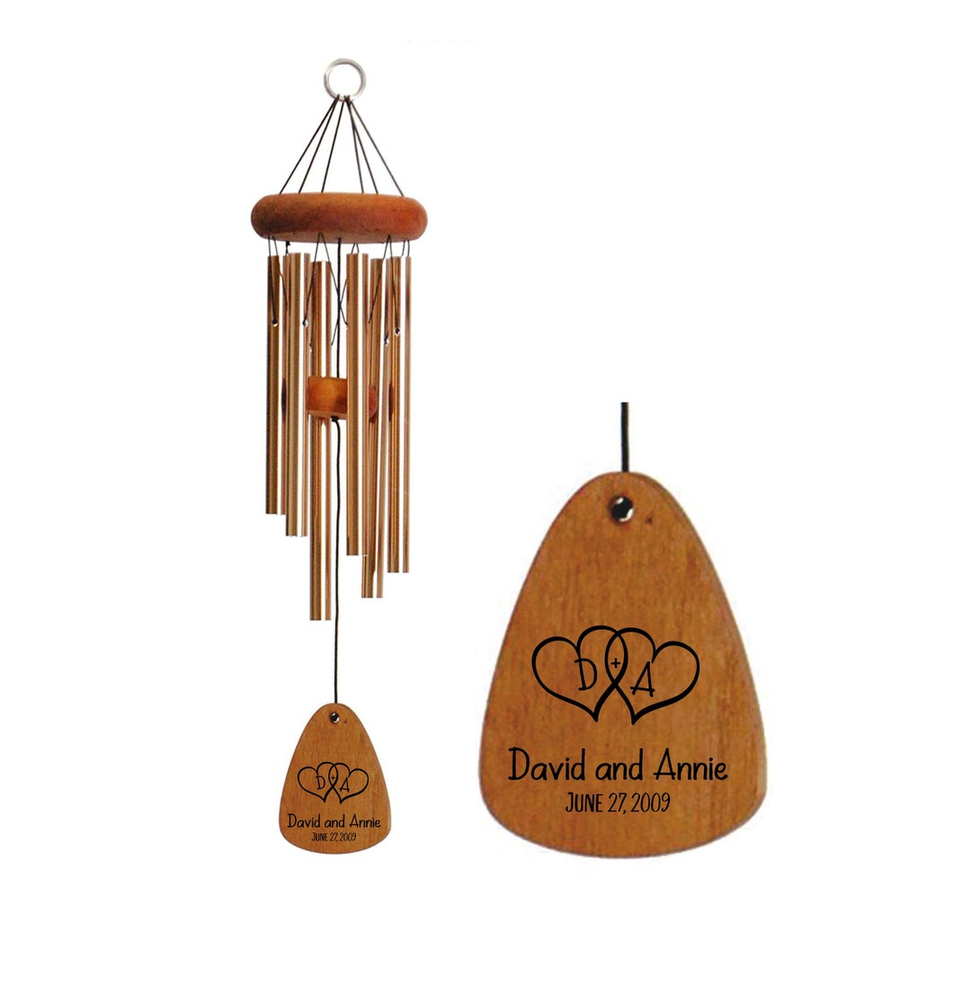 Love Wind Chime | Initial Hearts Engraving | Gift for Couple ...