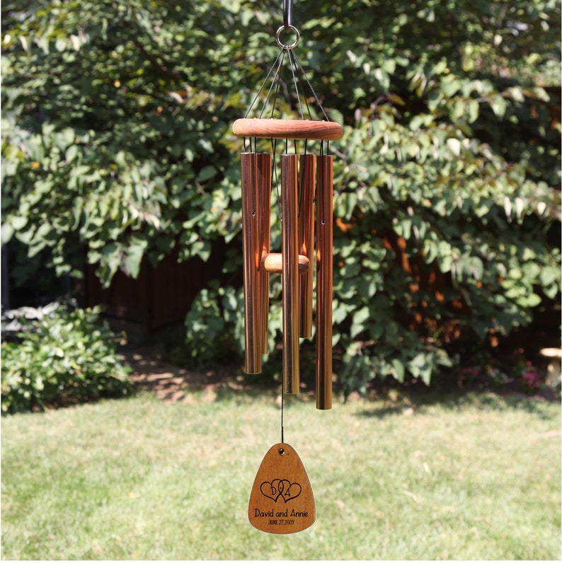Love Wind Chime | Initial Hearts Engraving | Gift for Couple ...