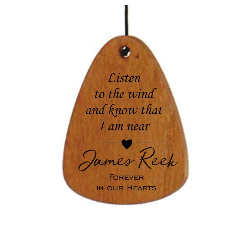 Personalized Memorial Tribute Wind Chime | Engraved Solid Wood | Listen ...