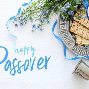 Elegant Passover Placemat | Pesach Matza Cover | Blue & White Jewish ...