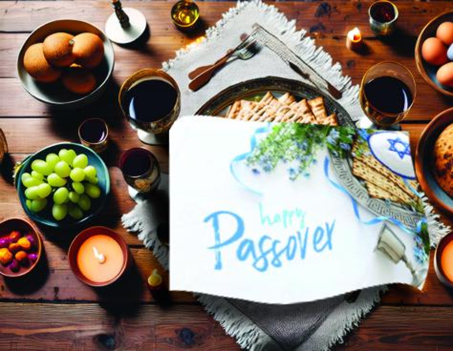 Elegant Passover Placemat Pesach Matza Cover Blue & White Jewish ...