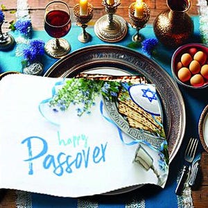 Elegant Passover Placemat | Pesach Matza Cover | Blue & White Jewish ...