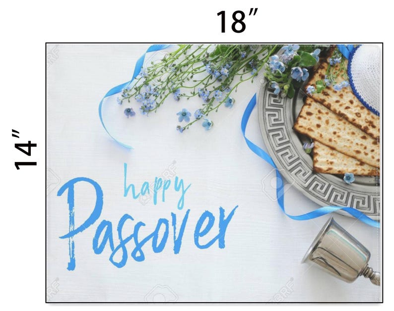 Elegant Passover Placemat Pesach Matza Cover Blue & White Jewish ...