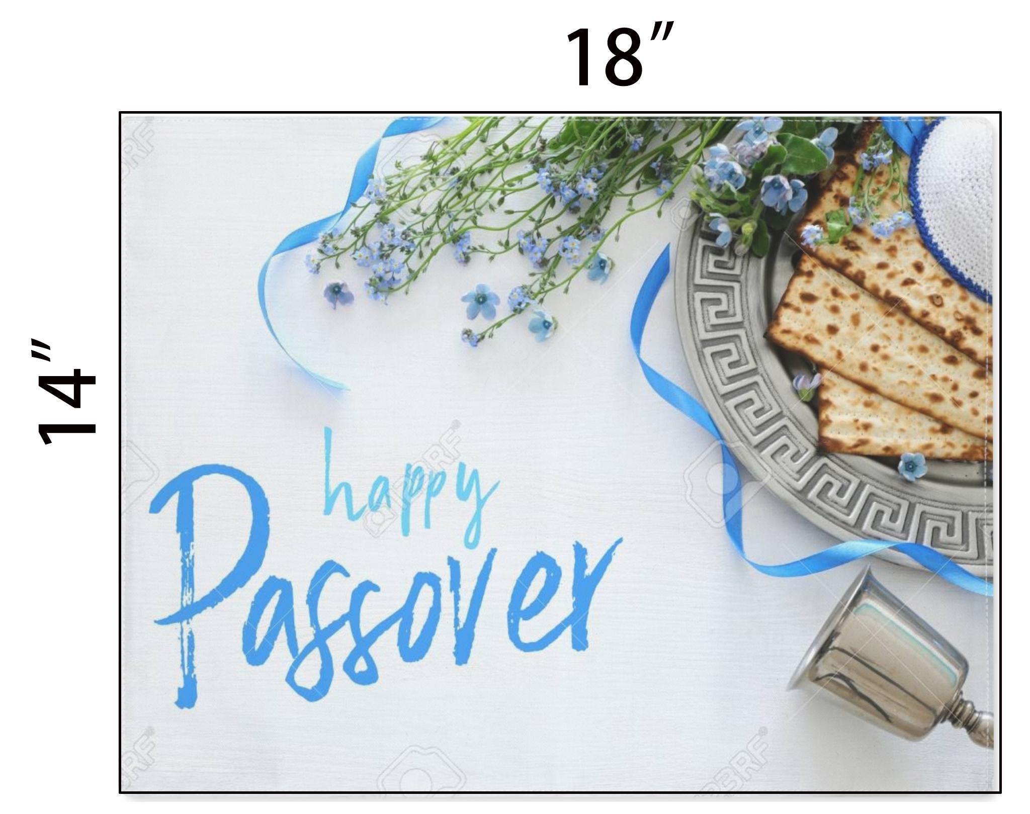 Elegant Passover Placemat Pesach Matza Cover Blue & White Jewish ...