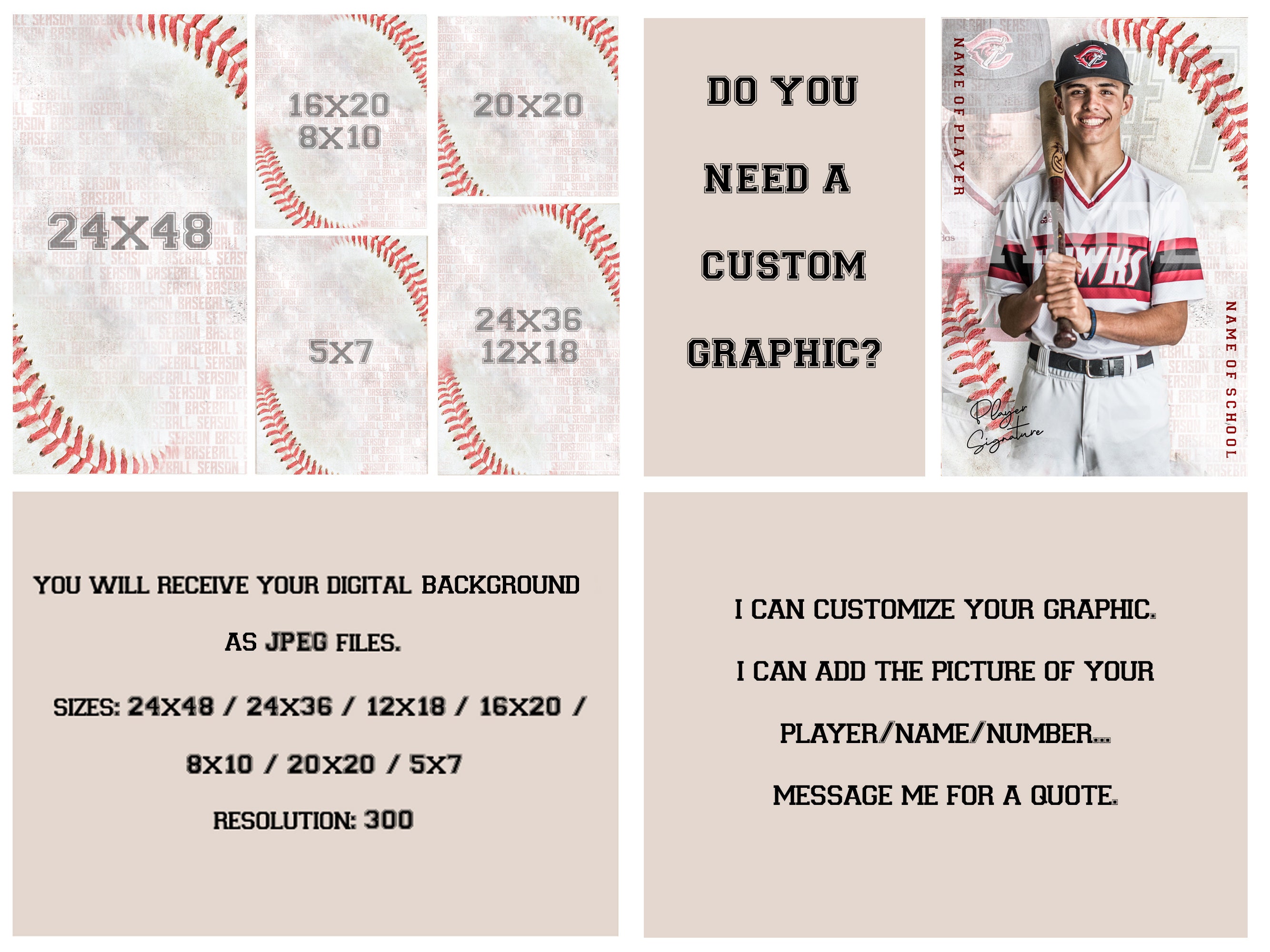Sports Banner Digital Background / Senior Banner Baseball / Digital ...