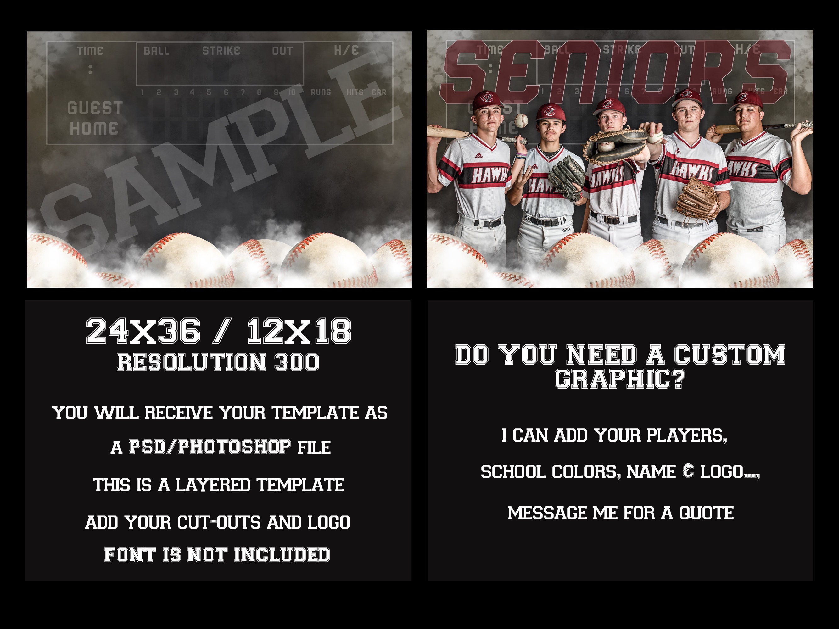Senior Baseball Banner Template, High Resolution (digital Download) - Etsy
