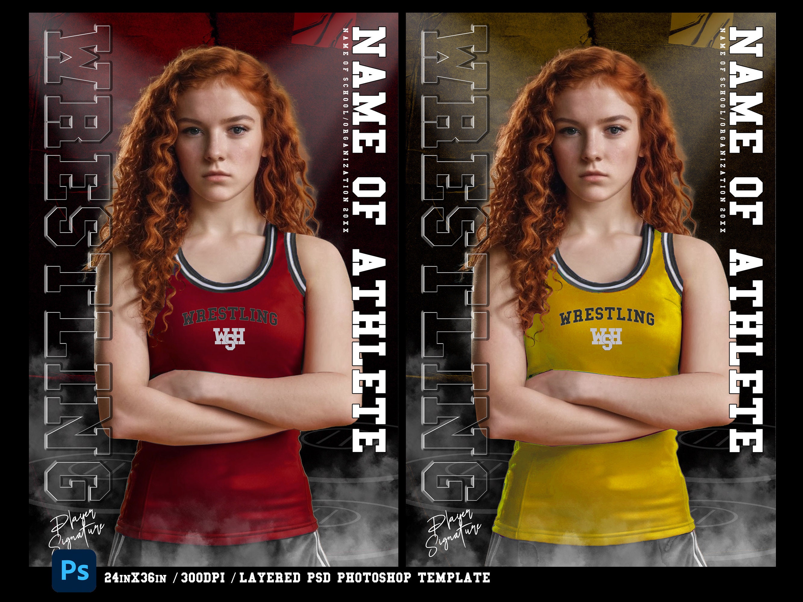 Sports Banner Digital Template / Senior Banner Wrestling Template ...