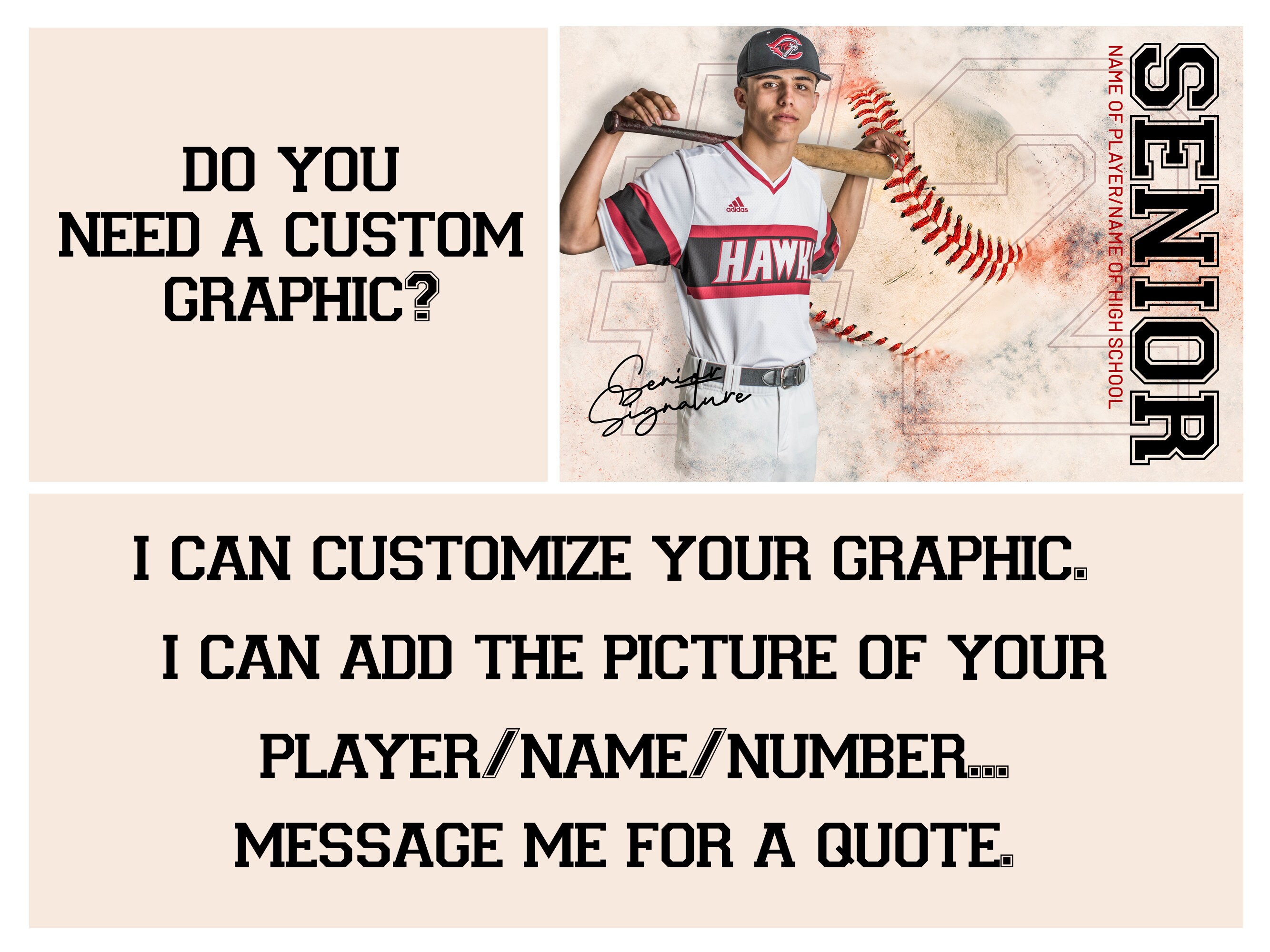 Sports Banner Digital Background / Senior Banner Baseball / Digital ...
