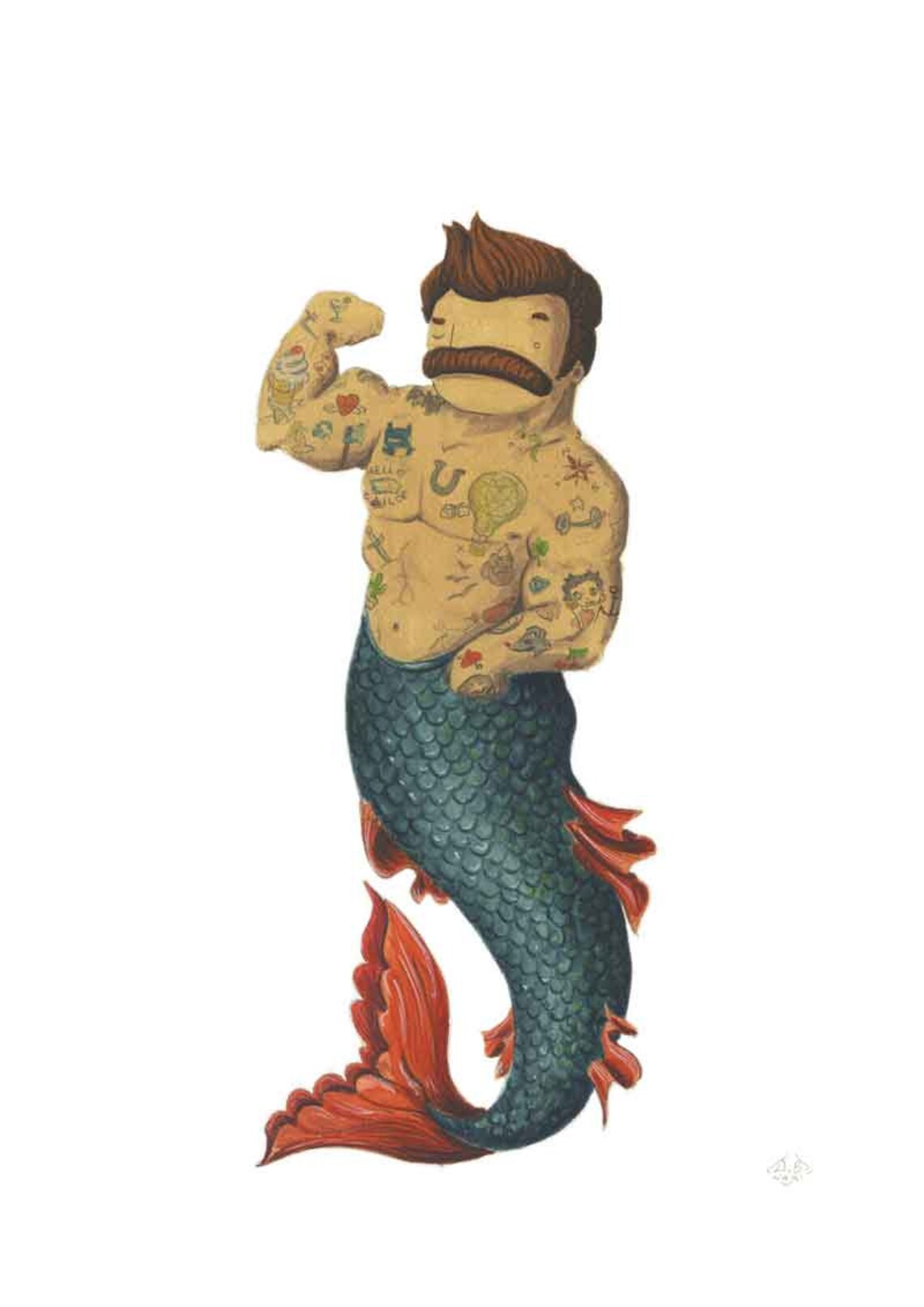 MERMAN TATTOO PRINT - Etsy