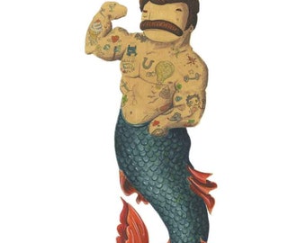 Merman Temporary Tattoo Sticker set of 2 - Etsy