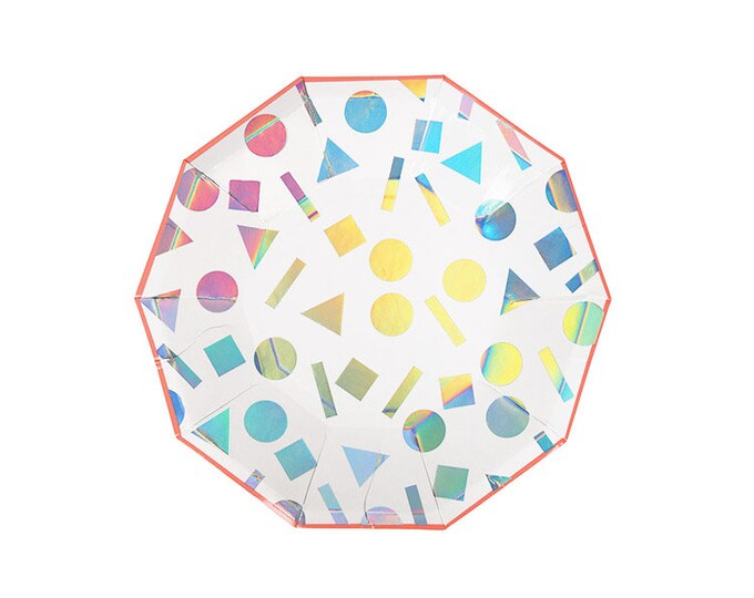 Rainbow Confetti Plates Set of 8 Paper Party Tableware - Etsy