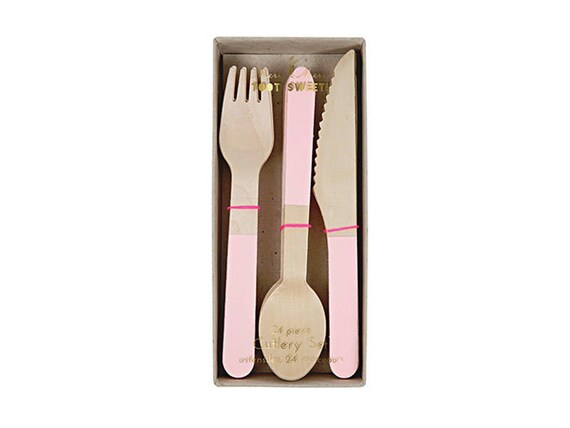 Pink Cutlery Set of 24 pieces Fork Spoon Knife | Etsy