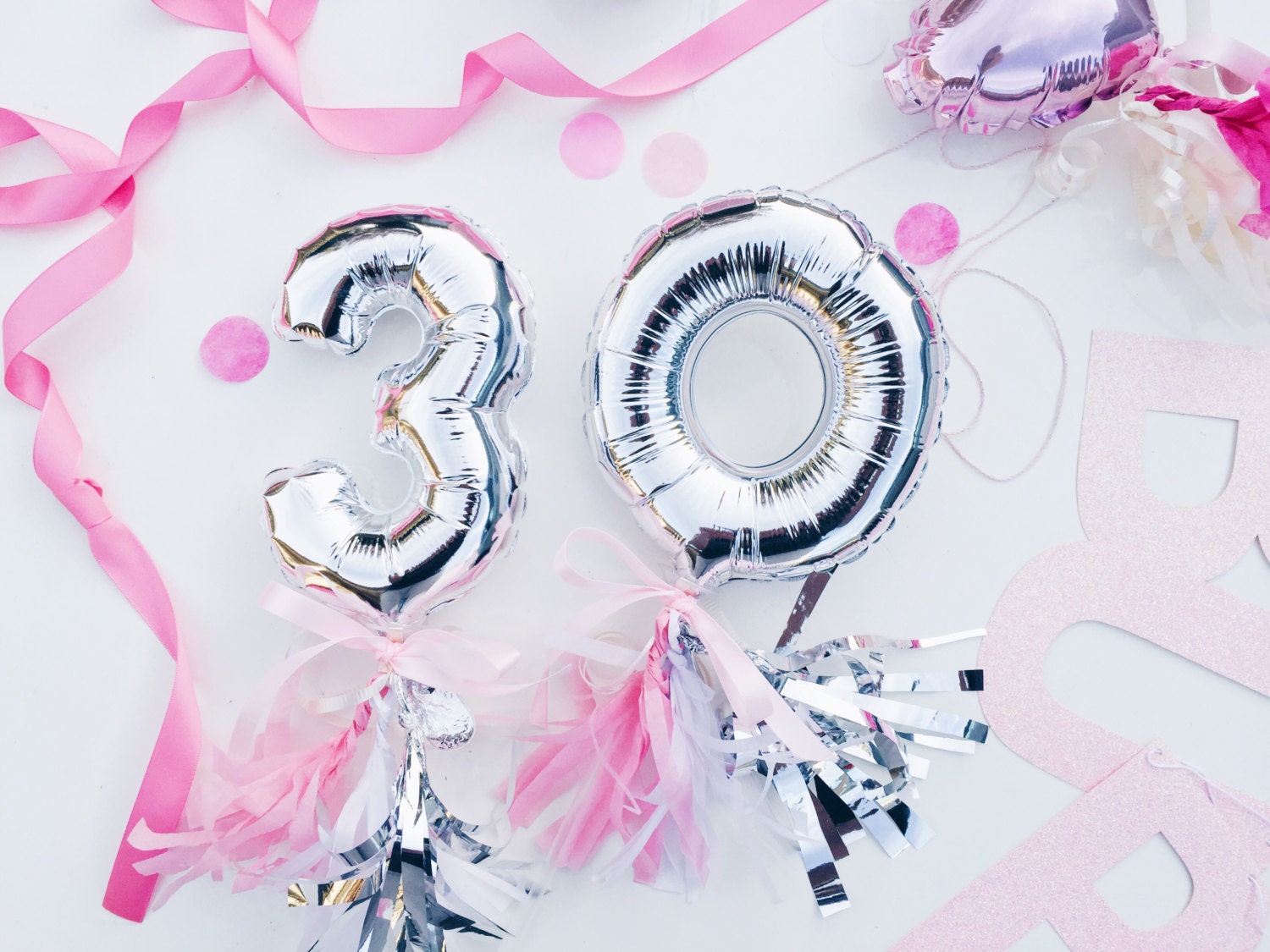 Mini Number Balloon Inflated With Cup & Stick Silver Foil | Etsy