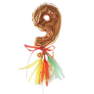 Mini Number Balloon Cake Topper / Wand / Table Number / Tassels - Etsy