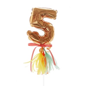Mini Number Balloon Cake Topper / Wand / Table Number / Tassels - Etsy