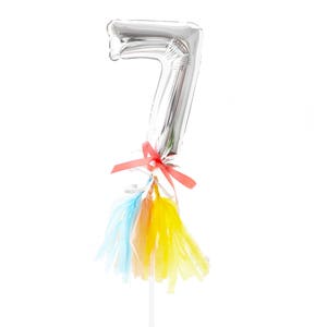 Mini Number Balloon Inflated With Cup & Stick - Silver Foil Mylar With ...